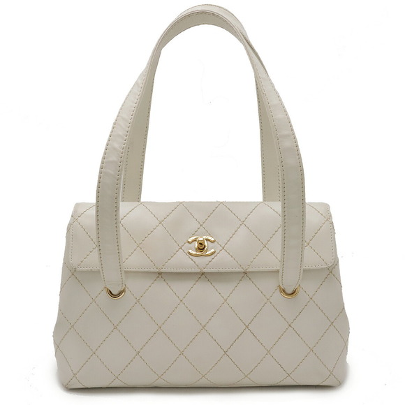 CHANEL | Bags | Chanel Wild Stitch Shoulder Tote Bag Leather White ...